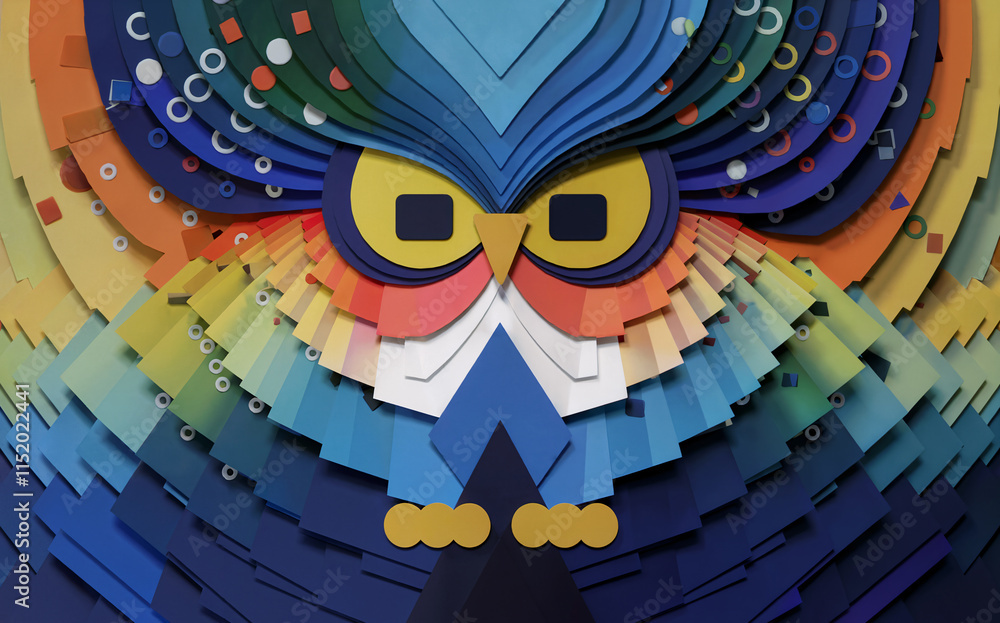 background, a harmonious arrangement of geometric shapes. Deep blues ...