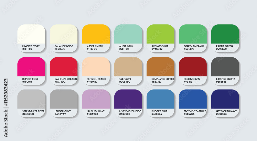 Stockvector Accountant Color Guide Palette with Color Names. Catalog ...