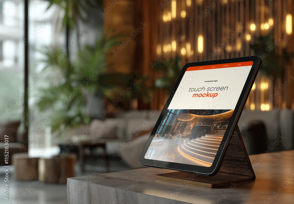 Modern Interactive Reception Touch Screen Mockup Generated with AI ...