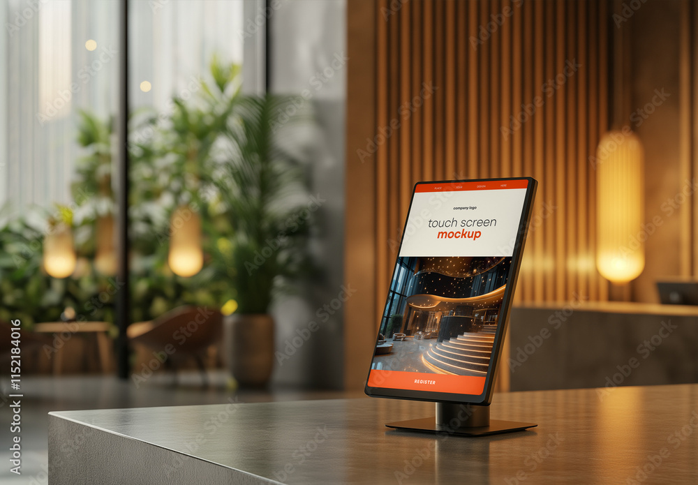 Modern Interactive Reception Touch Screen Mockup Generated with AI ...