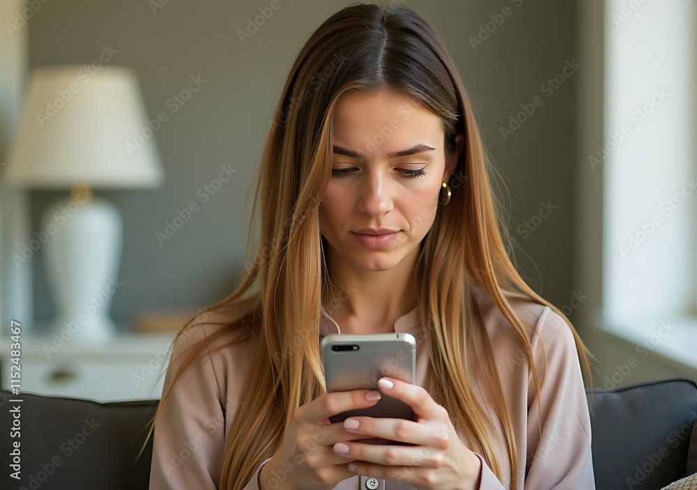 cell phone usage habit many women struggle break daily routines Stock ...