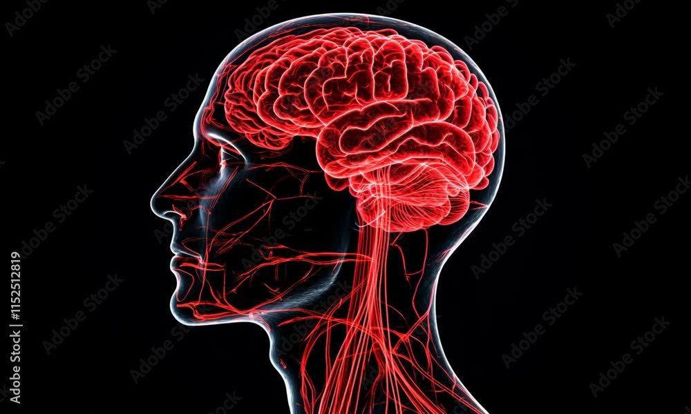 Human brain Anatomical 3d Animation. Futuristic Analyzing of human ...