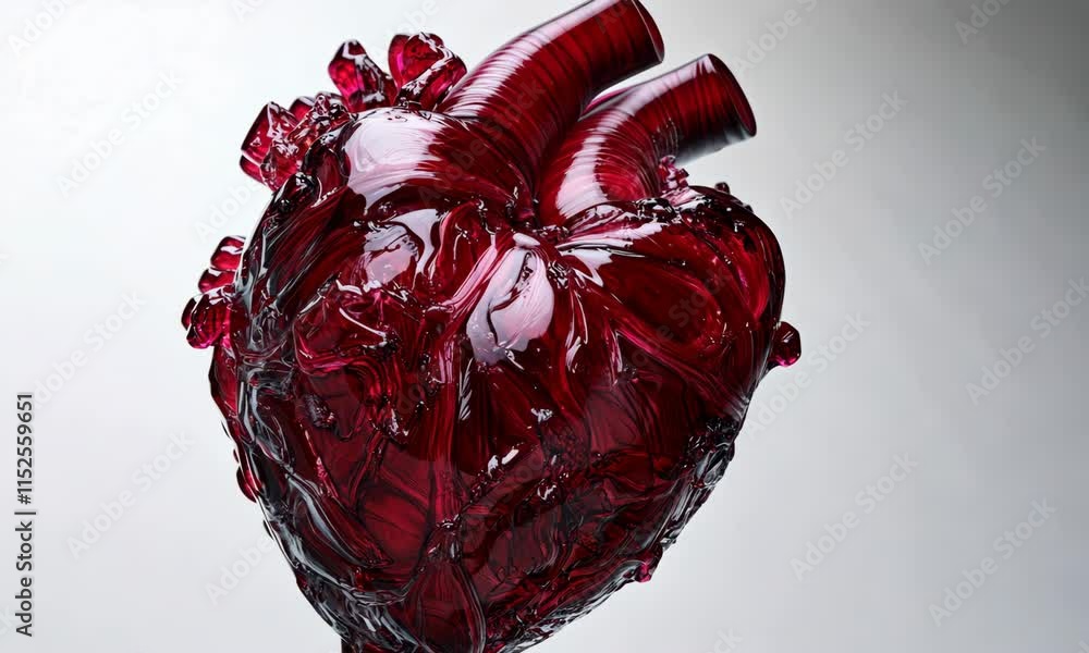 Human heart beating showing the valves. The camera revolves around a ...