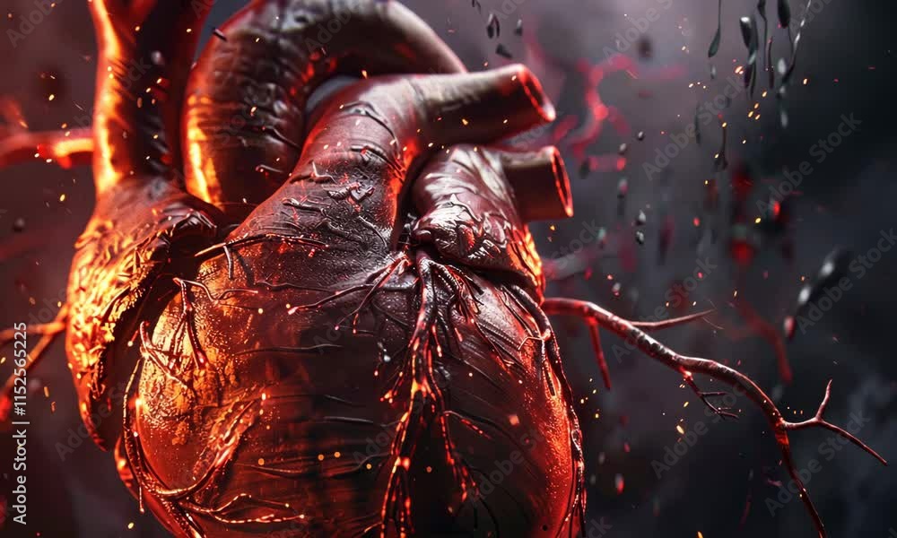 Human heart beating showing the valves. Anatomy science organ. vídeo do ...