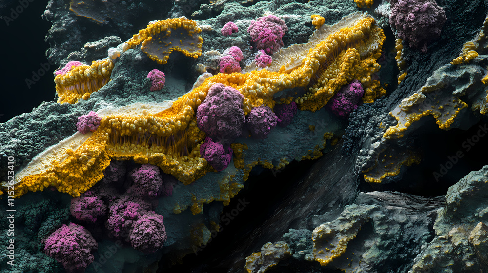 Photo Archaea in volcanic environments colorful and complex structures ...