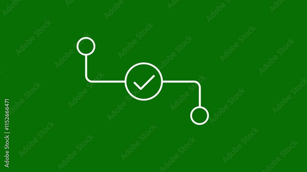 System verification icon animation on green screen. Animated check mark and time line line icon ...