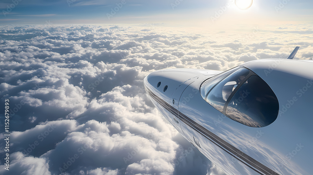 Solar eclipse over the sea of clouds photographed from the plane ...