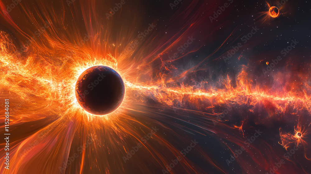 Poster Solar eclipse at totality showing solar flares, mass coronal ...