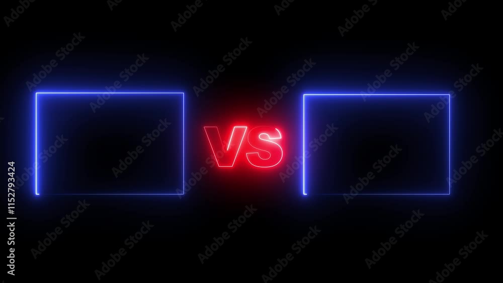 Neon glowing VS frames light blue red color. Neon banner Announcement ...