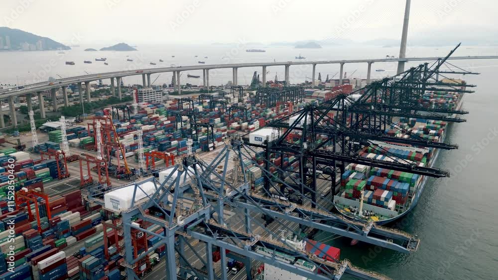 Cargo Shipping Port and Transportation Containers of Freight. Concept ...