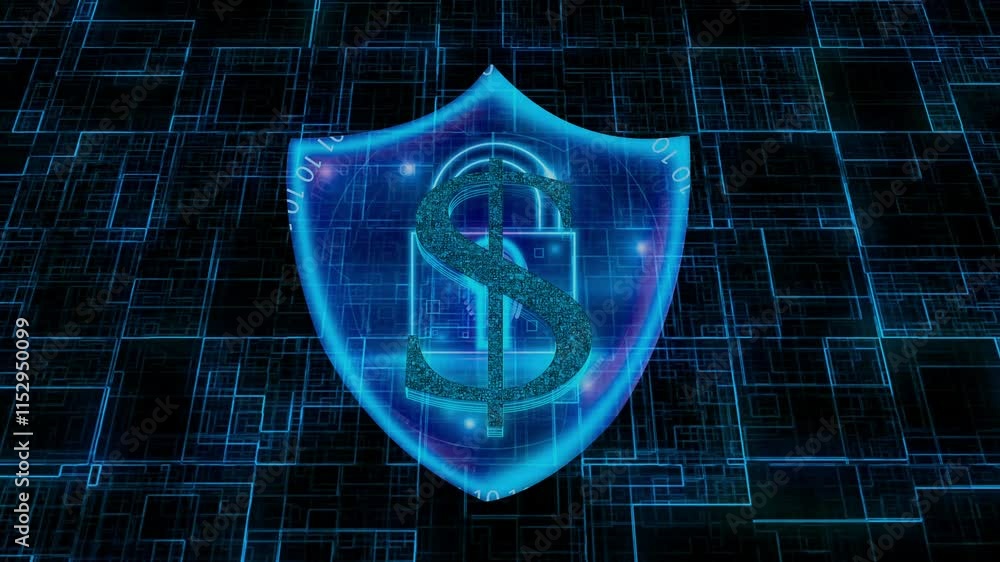 Motion graphic of Dark blue particle Shield logo network security ...