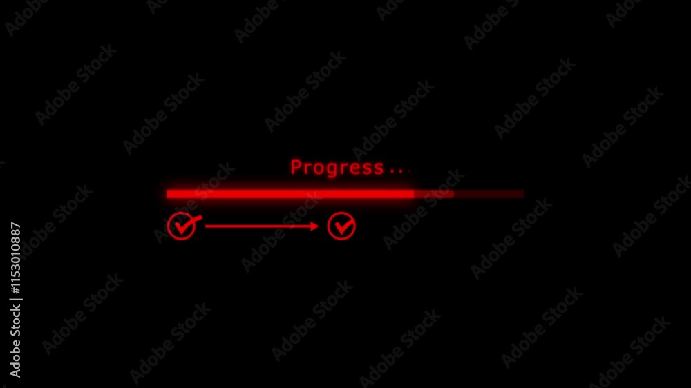 digital progress checklist with check marks and an advancing loading ...