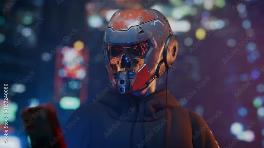 Fashion casual faceless cyber gamer uses mobile phone for games, social ...