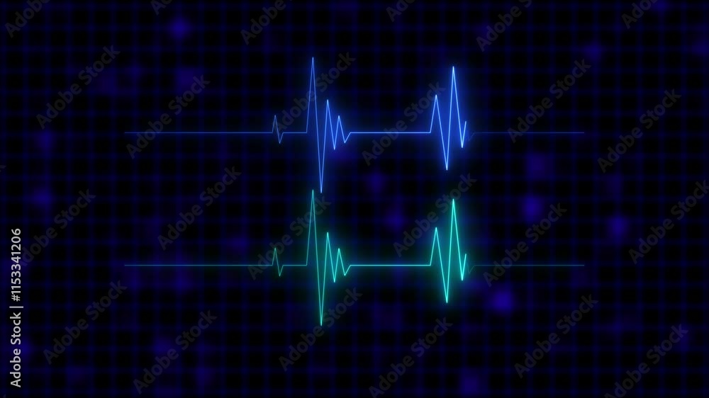 Glowing neon heartbeat line icon animation. Electrocardiogram shows ...