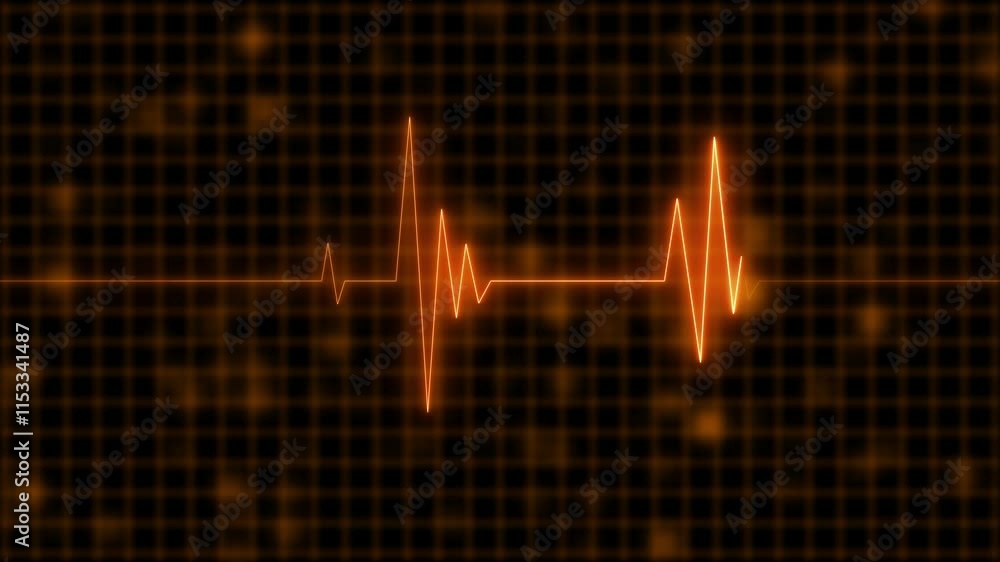 Glowing neon heartbeat line icon animation. Electrocardiogram shows ...