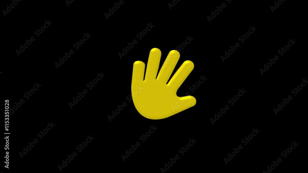 4k waving hand animation on chroma key background. waving hand emoji ...