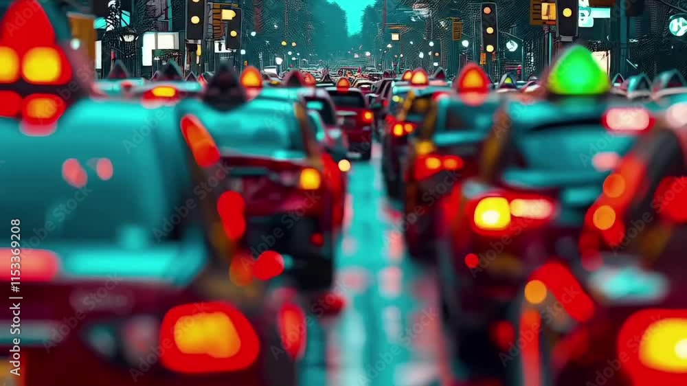 Traffic jam at road.Background blurred, Cars in rush hour with traffic ...