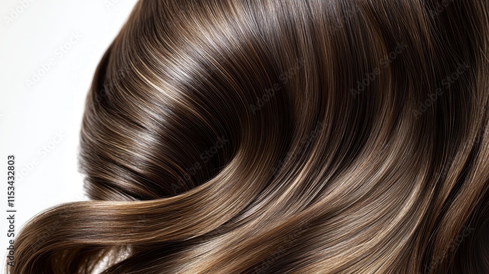 Beautiful model girl with Brown hair strand,silky healthy chestnut wavy ...