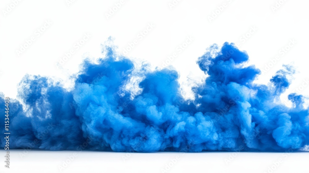 Elegant blue smoke explosion frame isolated on white background for ...