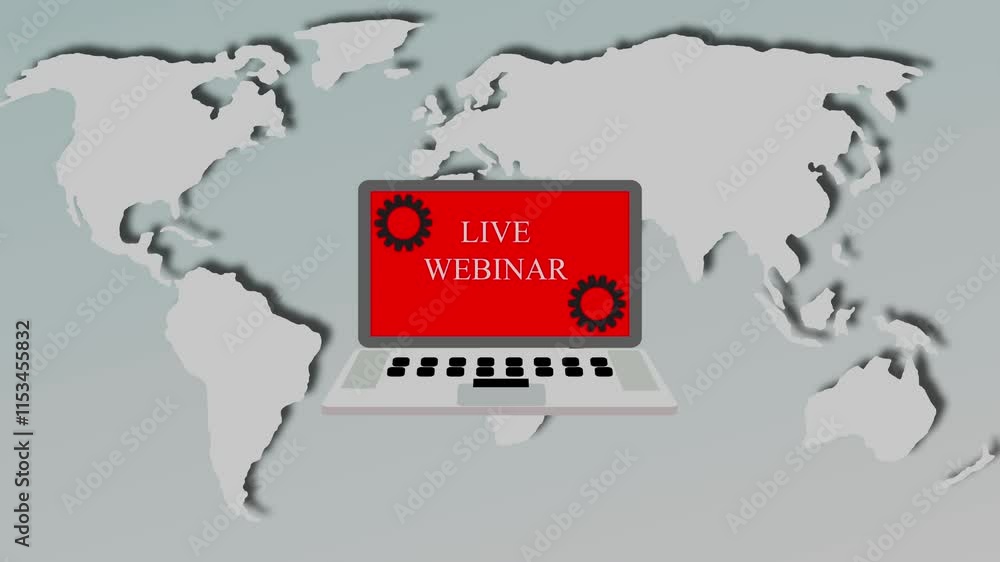 LIVE webbing concept text on laptop display with networks communication ...
