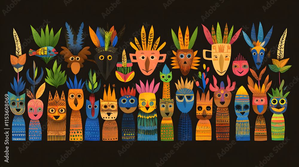 South American mythology and symbols, showcasing traditional legends ...