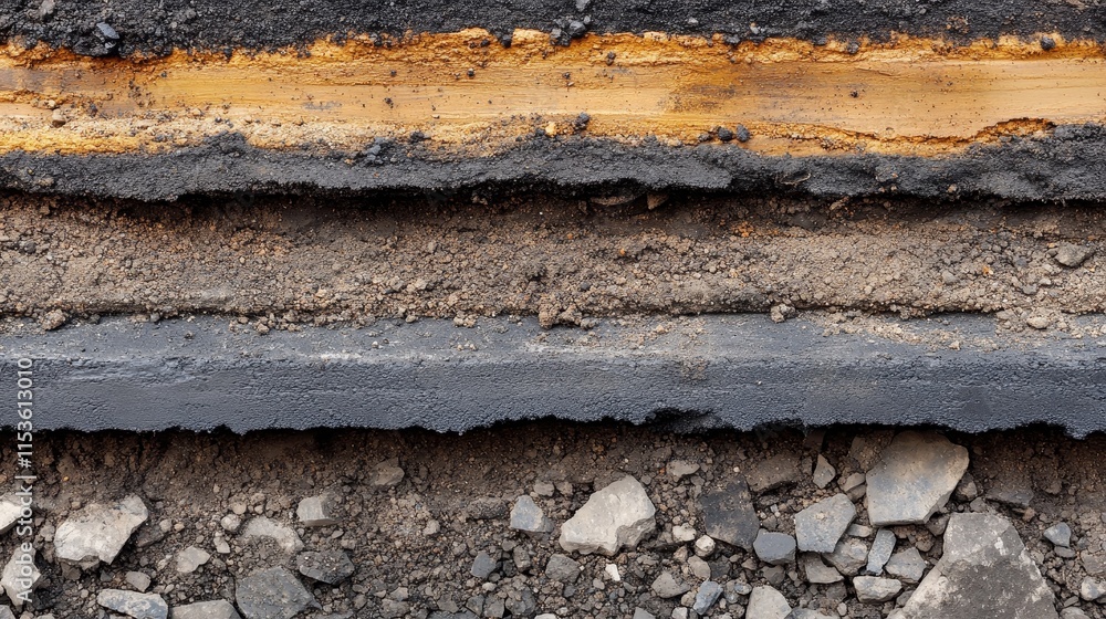 Asphalt road cross section showcasing repair and reconstruction work ...