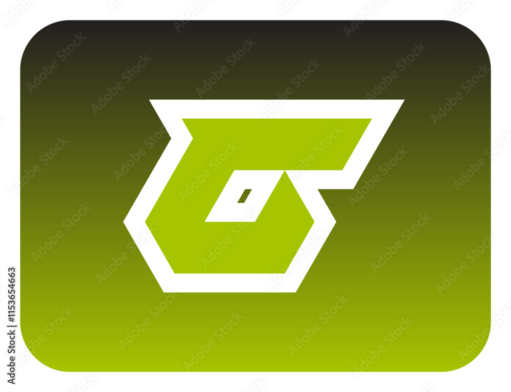 The bold slanted "G" letter logo sharp corners is made from a basic ...