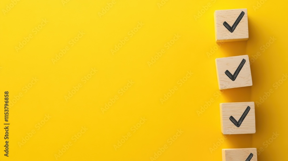 Task completion process with consecutive check mark symbols, stepwise ...