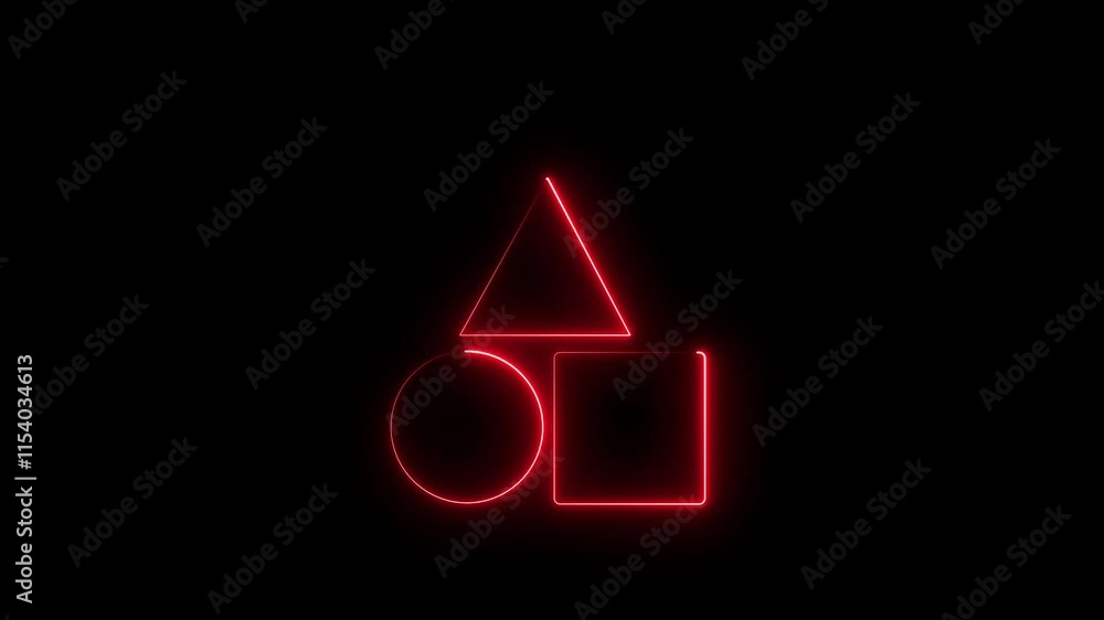 Neon Glowing on red color line frame. Neon Light Animated Glowing ...