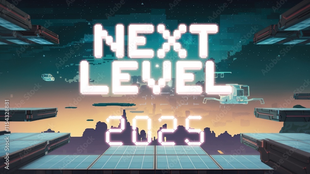 4K Gaming Wallpaper - Next Level 2025, Retro-Futuristic Landscape ...