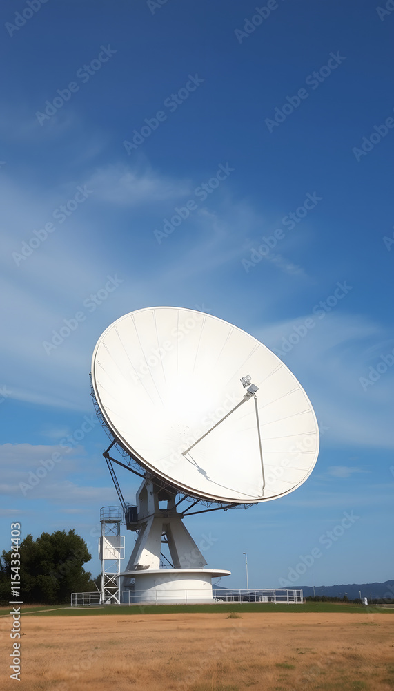 satellite dish radar antenna station in field. parabolic antennas. Big ...