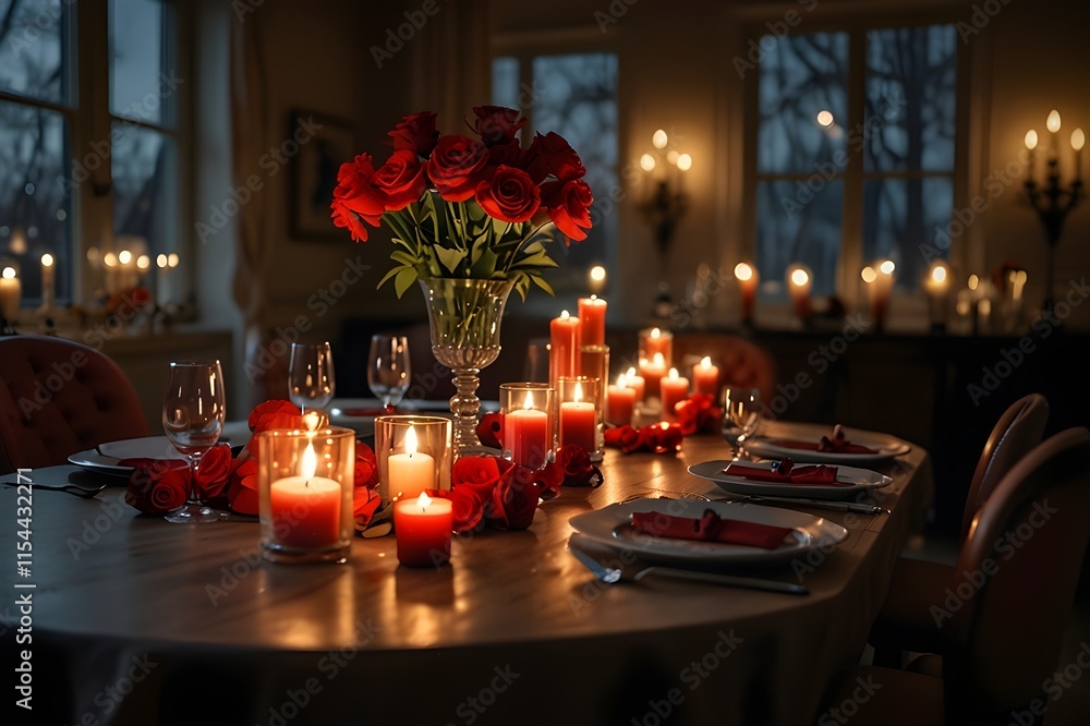 Intimate Table Setting for a Perfect Date Night, Generative AI Stock ...