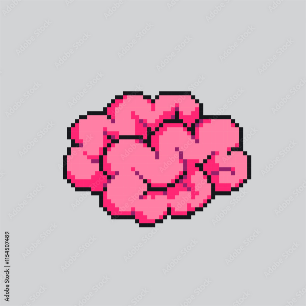 Pixel art illustration Brain. Pixelated Fireman Smart Mind. Smart Brain ...