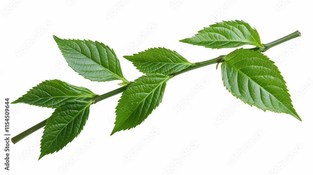 Tea plant stem in dynamic motion, delicate organic lines, realistic ...