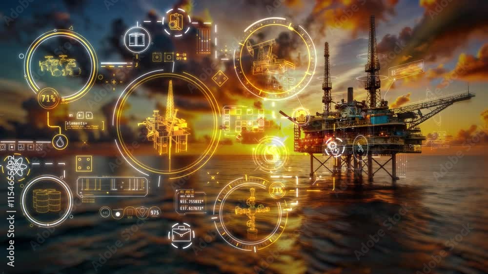 Oil rig platform using automation system for monitoring and controlling ...