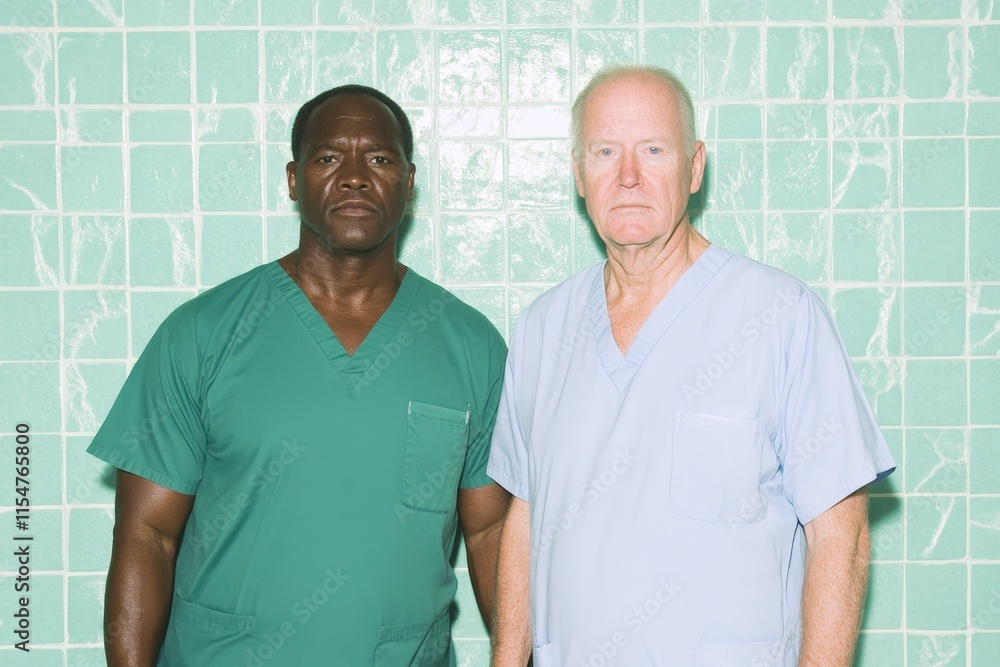 A realistic portrait of a nurse helping an elderly patient walk through ...
