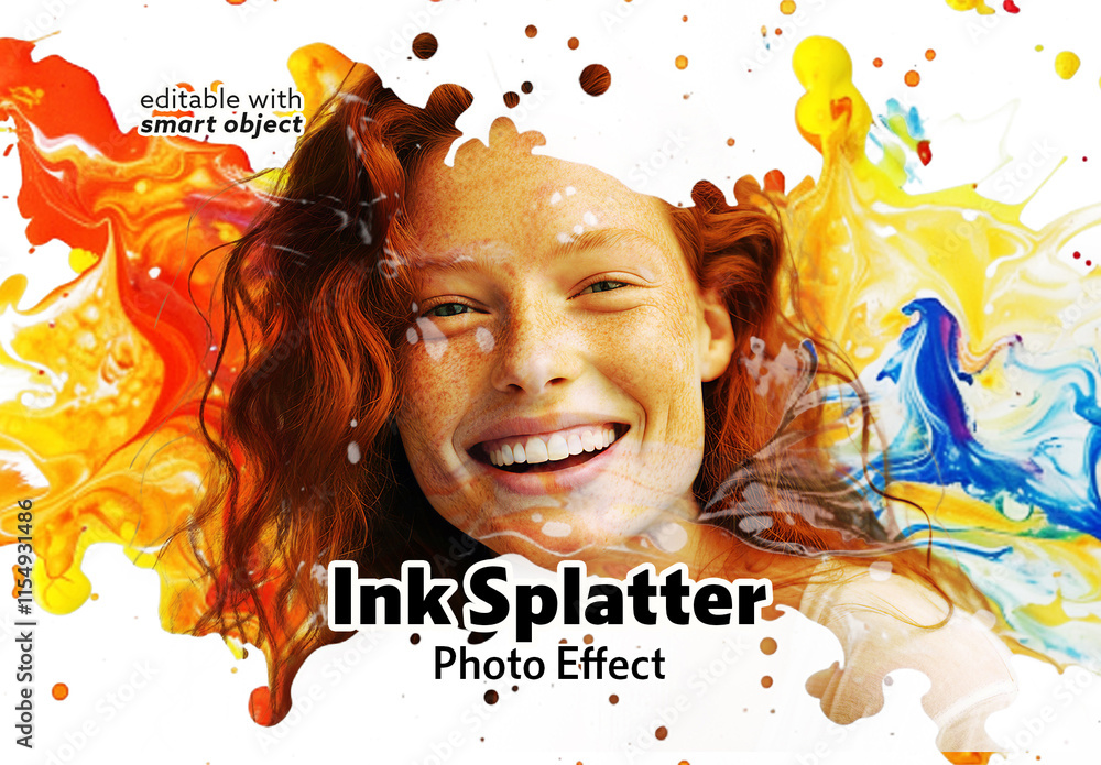 Ink Splatter Photo Effect Stock Template | Adobe Stock