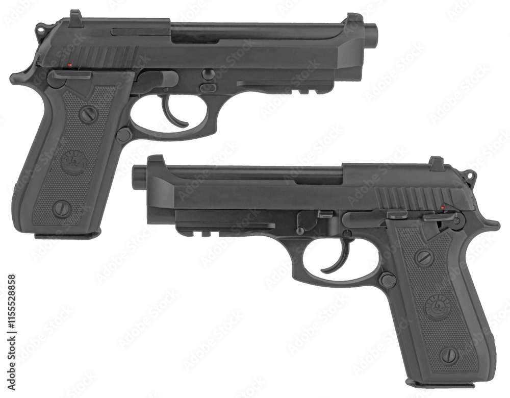 Poster Beretta 92 semi-automatic pistol vector with transparent ...