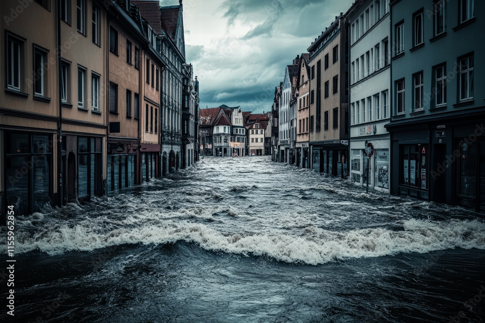 Dramatic flooding in a city where streets have been turned into raging ...
