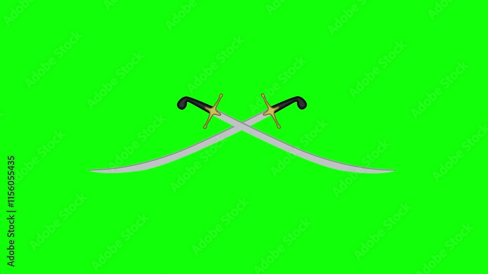 Crossed shamshir swords animation. Traditional persian, indian, arabic ...