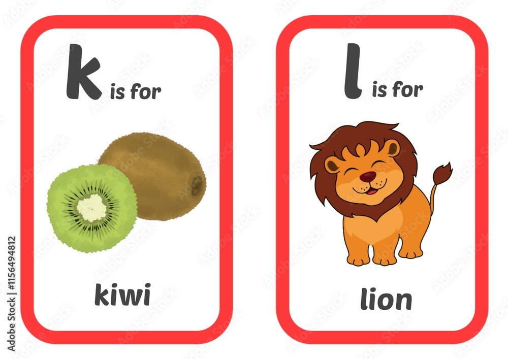 ABC Flash Cards. Letters, words and images. Educational Alphabet Cards ...