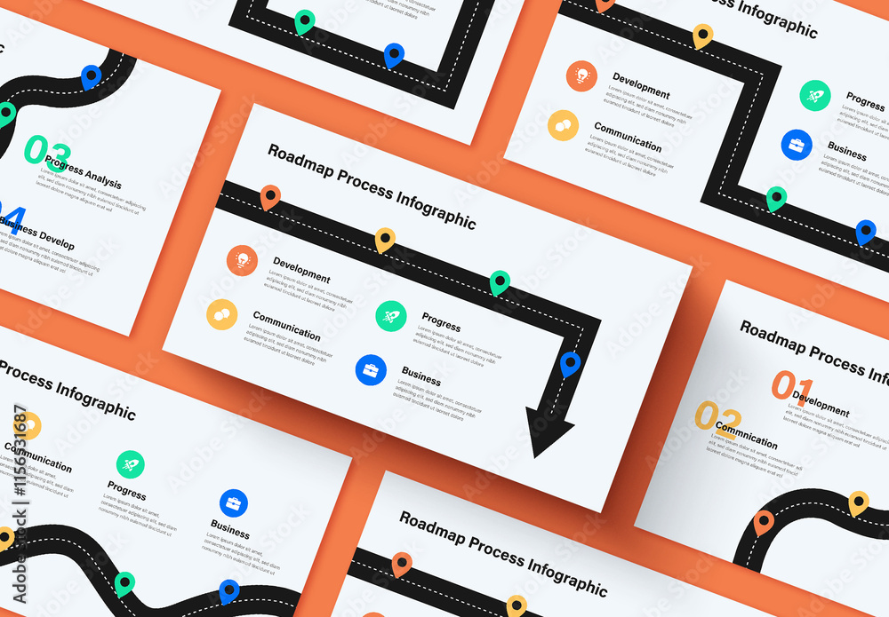 Creative Roadmap Infographic Presentation Template Design Stock ...