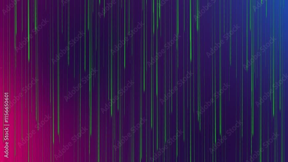 Abstract animation of falling neon rain on the colorful background for ...