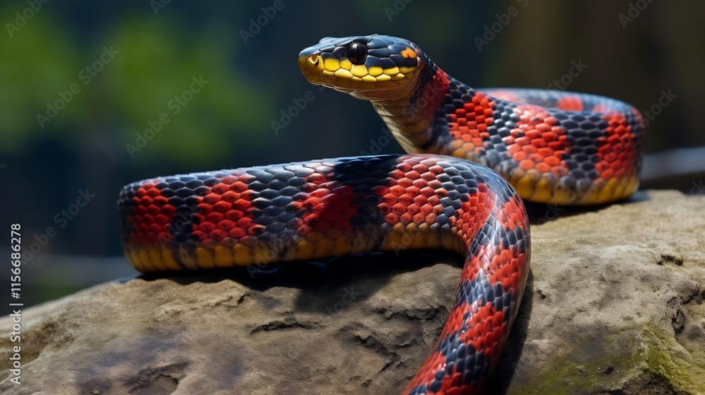 Closeup of a Vibrant Eastern Coral Snake Slithering and Coiling on a ...