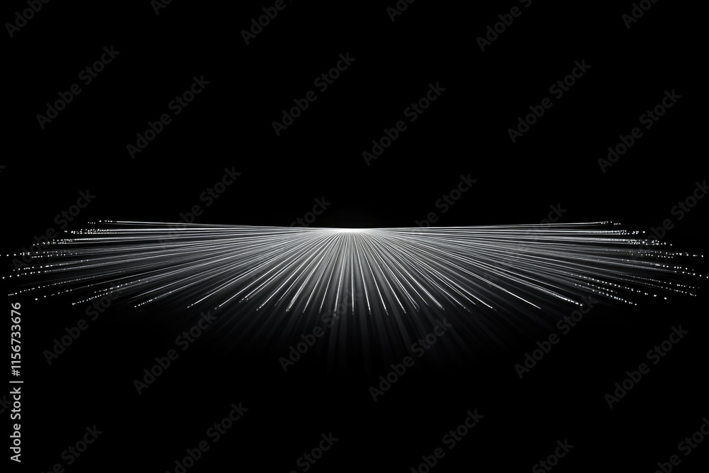 Converging white lines radiating from a central point against a ...