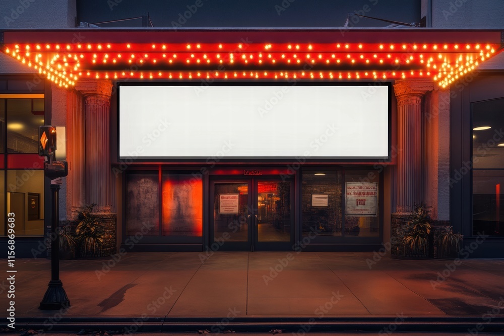 Empty Stage: A nostalgic storefront with a blank marquee beckons ...