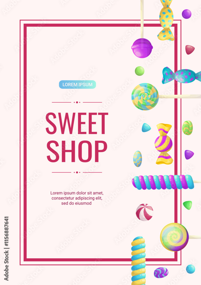 Banner design for a candy shop, sweets, desserts, and confectionery ...