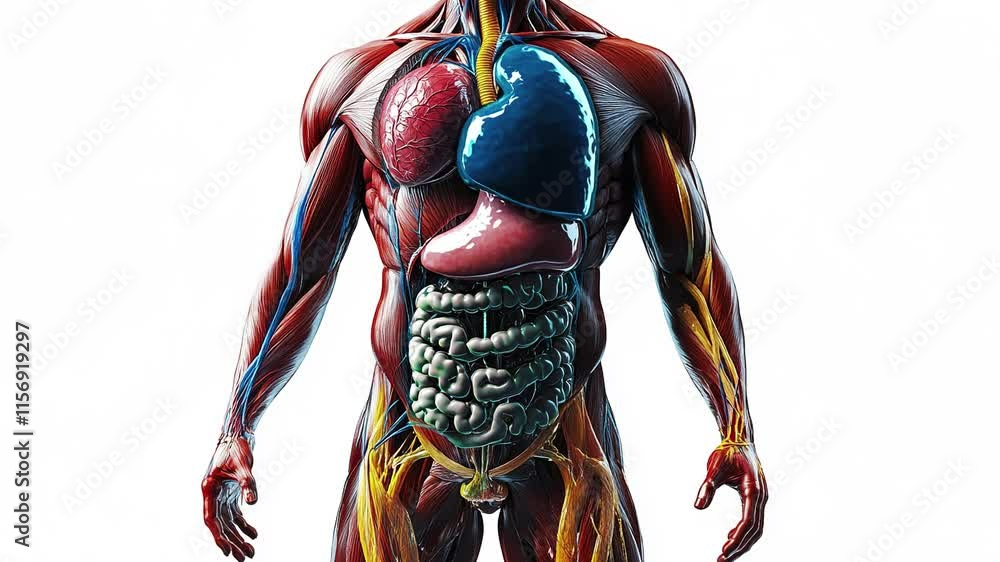 anatomy of human body no skin with vivid color to know what the organs ...