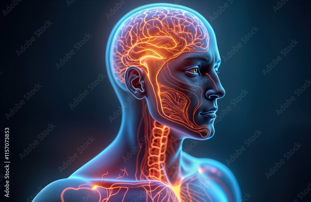 Human body anatomy illustration highlights endocrine system glands ...