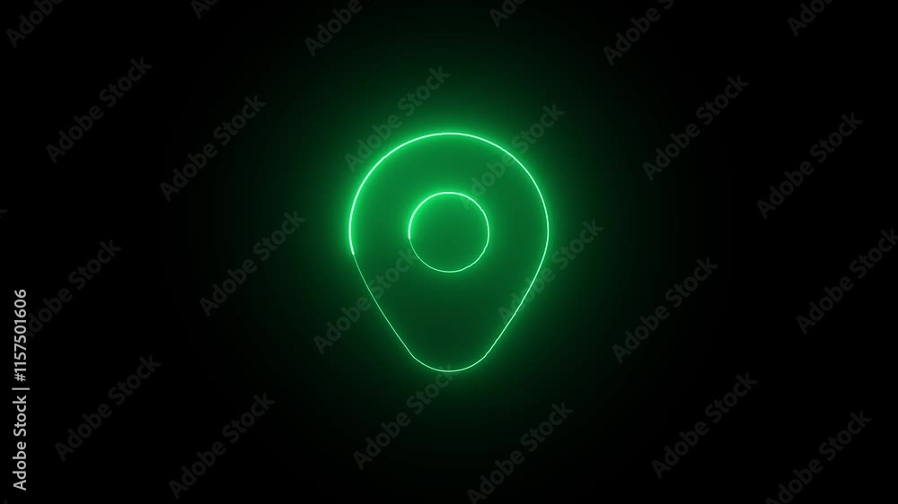 Location indicator and location icon animation. GPS icon in white color ...